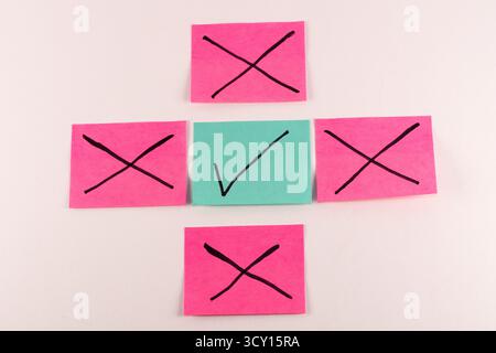 Post-It Notes With Checkmark And X Marks Representing Choice ...