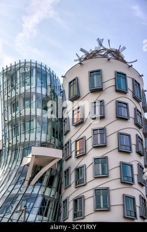 The iconic Dancing House in Prague, Czech Republic, stands as a ...