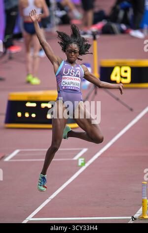 Timara Chapman of the USA competing in the women’s high jump pentathlon ...