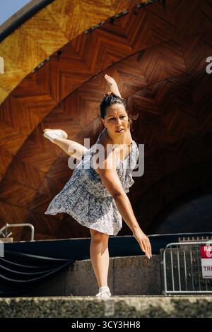 Artistic modern dancer practicing dancing moves in the studio Stock ...