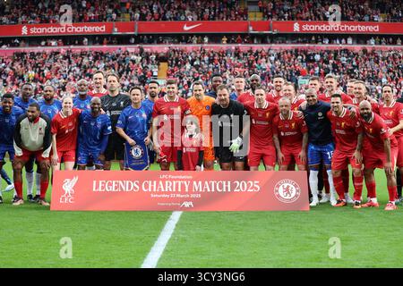 Liverpool FC Legends and Chelsea legends posing together before the ...