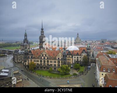 A Beautiful view of Dresden castle from the banks of the Elbe in ...