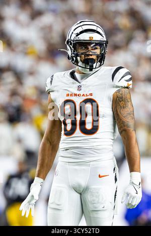 Cincinnati Bengals wide receiver Andrei Iosivas (80) looks on during an ...