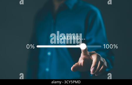 Loading bar update. Digital interface symbolizing 2025 to 2026 ...