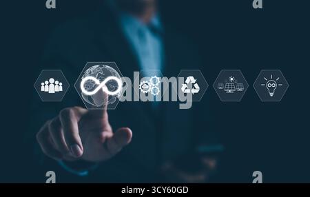 Concept of circular economy with businessman Stock Photo - Alamy