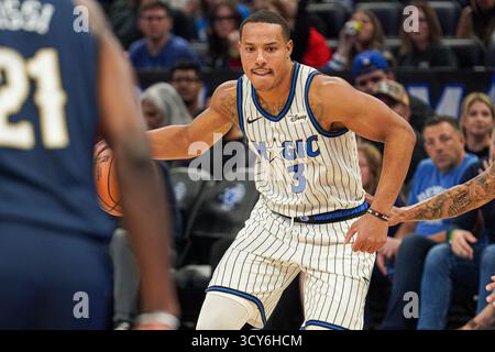Orlando Magic guard Desmond Bane reacts after scoring during the first ...