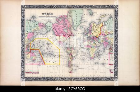 [Map of the world on the Mercator projection]. 1875 Stock Photo - Alamy
