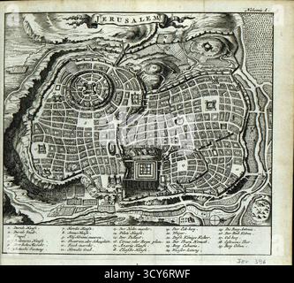 JERUSALEM - MAR 3, 2025 - Historical map detailing Jerusalem's urban ...