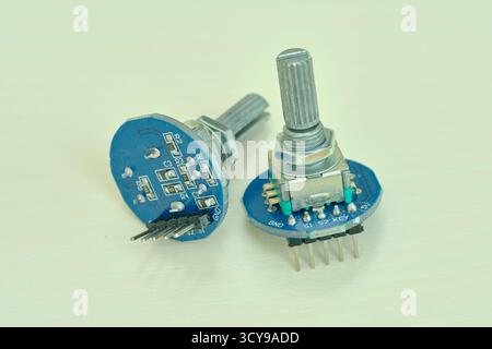 Variable resistor isolated on white background. Electronic parts ...