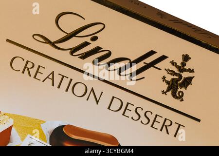 Lindt logo detail on box of Lindt Creation Dessert chocolates - Maitre ...