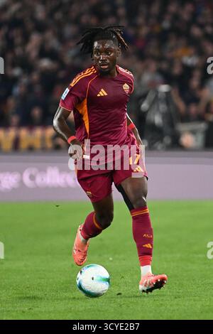 Manu Kone of AS Roma in action during the Coppa Italia 2025/2026 ...