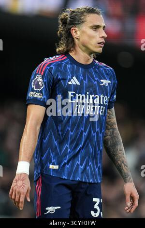 Riccardo Calafiori of Arsenal during the Premier League match Everton ...