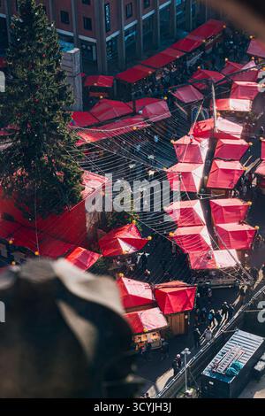 Cologne Germany Christmas market, aerial drone view over Cologne with ...
