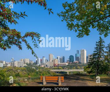 Canada, Alberta, Edmonton, Cityscape with trees and river Stock Photo ...