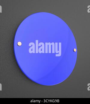 Blank blue round signboard on the granite wall Stock Photo - Alamy