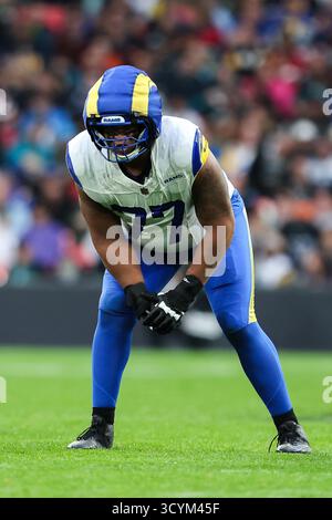 Los Angeles Rams offensive tackle Alaric Jackson (77) looks to block ...