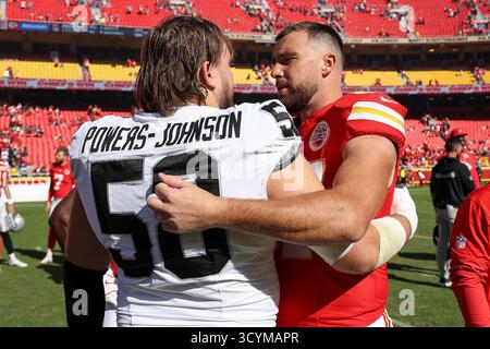 Las Vegas Raiders Jackson Powers-Johnson is taken off on a cart during ...