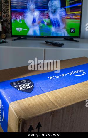 The Amazon Prime Thursday Night Football logo seen on a teleprompter ...