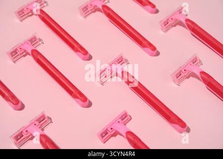 Composition with disposable shaving razors on marble background Stock ...