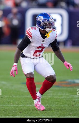 New York Giants cornerback Deonte Banks (2) defends in the secondary during an NFL football game ...