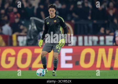 Roma's Belgian goalkeeper Mile Svilar controls the ball during the ...