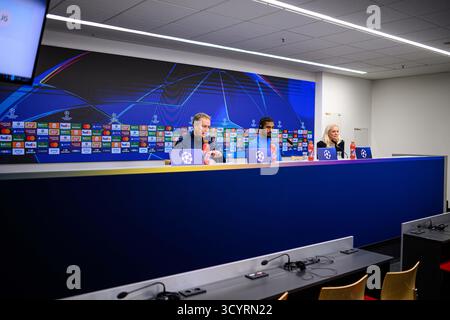Bayer Leverkusen manager Kasper Hjulmand during a press conference at ...