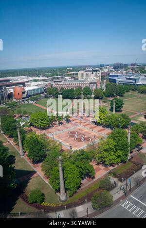Centennial park with urban skyline in background, Atlanta, Georgia ...