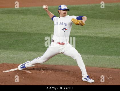 Toronto Blue Jays pitcher Shane Bieber throws at Spring Training in ...