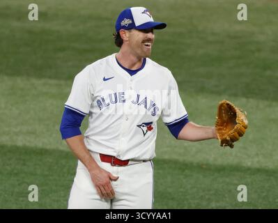 Toronto Blue Jays pitcher Shane Bieber leaves the game against the Los ...