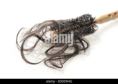 Hair brush and cosmetics on light background Stock Photo - Alamy