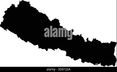 Nepal editable outline map. Nepali red border. Country name. Adjust ...