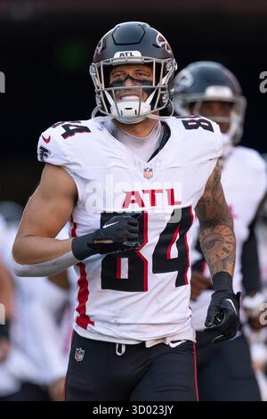 Atlanta Falcons tight end Feleipe Franks (84) walks off the field after ...