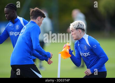 Chelsea's Alejandro Garnacho during a training session at Cobham ...