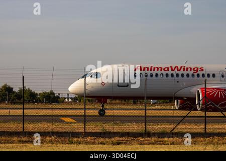 Commercial passenger jet airliner, Anima Wings Stock Photo - Alamy