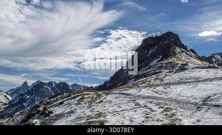 Right pulpit wall, back left mountains of the Allgaeu Alps, back light ...
