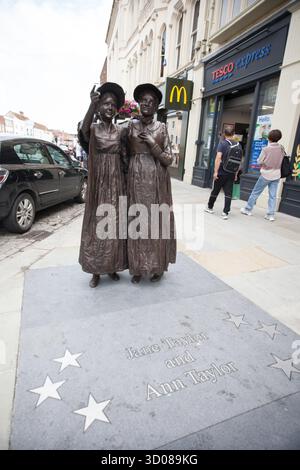 A statue of the sisters Jane and Ann Taylor, writers and a poet, in ...