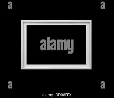 Blank wooden photo frame stands in the interior on a white background ...