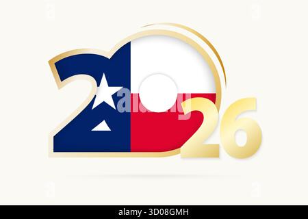 Year 2026 with USA Flag pattern. Vector Illustration Stock Vector Image ...