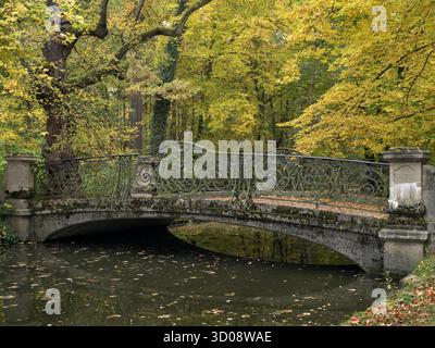 Autumn atmosphere, canal at Nymphenburg Palace, Munich, Bavaria ...
