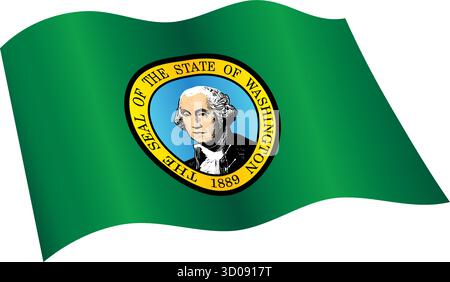 accurate correct washington wa state flag flying waving flowing on ...