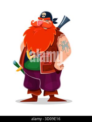 Cartoon pirate, privateer sailor happy character. Filibuster sailing ...