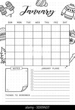 January monthly planner, weekly planner, habit tracker template and ...