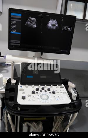 Modern Medical Ultrasonography Control Panel with different Tranducers ...
