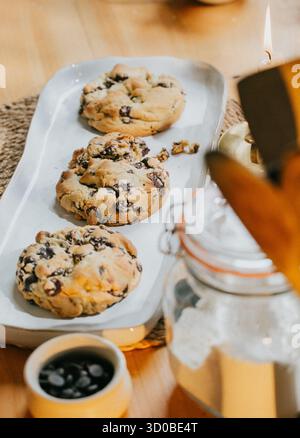 Plate with stack of tasty biscuits placed on table Stock Photo - Alamy