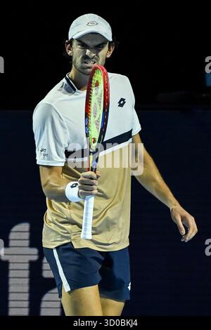 Taylor Fritz (USA) during his first round match at the 2025 Nitto ATP ...