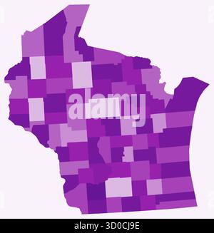 Map of Wisconsin with counties. A simple state border map with county ...