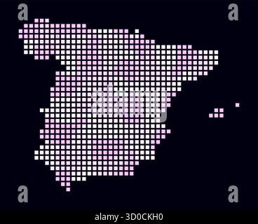 Spain dotted map. Digital style map of the country on dark background ...