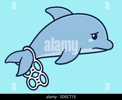 A cartoon illustration of a dolphin sad and crying Stock Vector Image ...