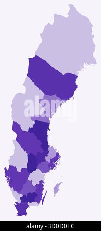 Vector regional blank map of Sweden with counties and administrative ...