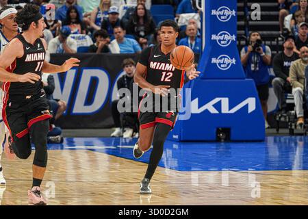 Miami Heat guard Dru Smith (12) dribbles as Portland Trail Blazers ...